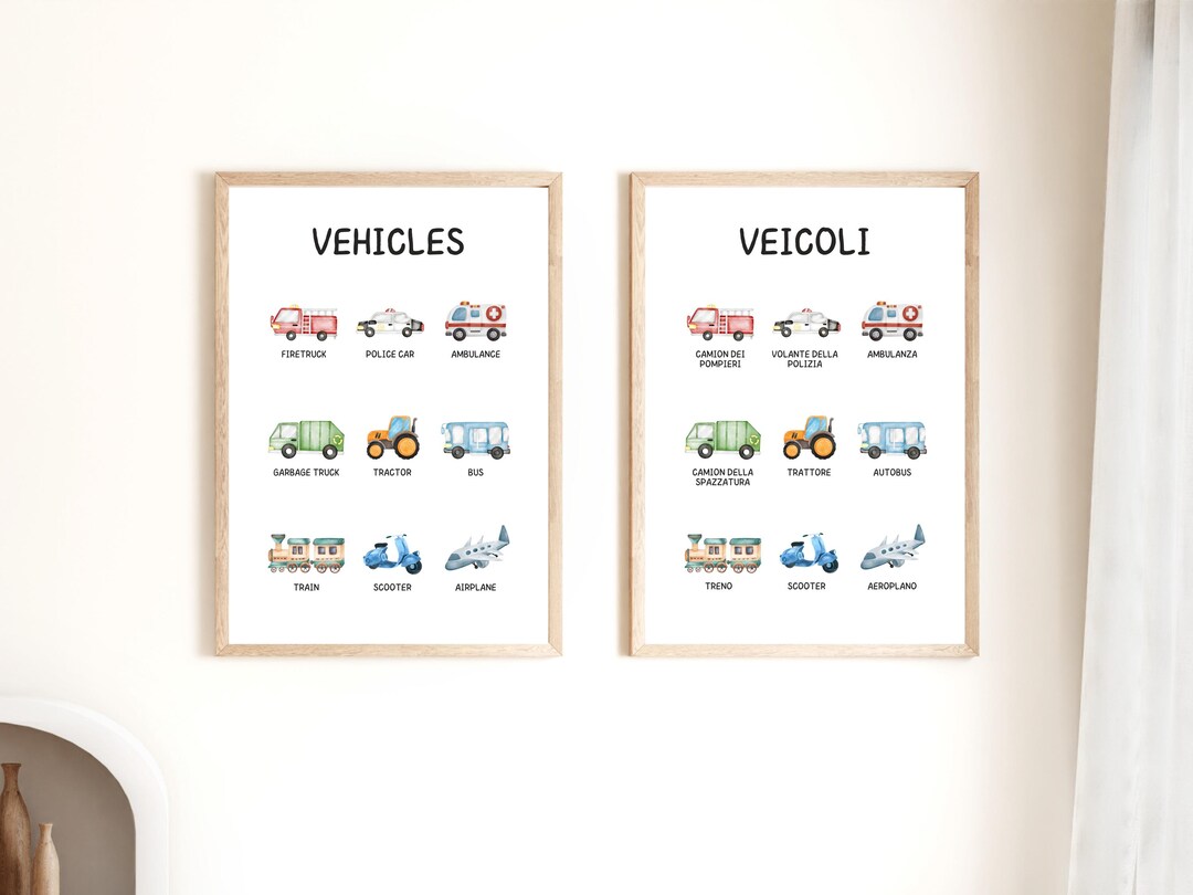 VEHICLES Educational Poster for Toddlers, Truck Poster, Homeschool ...