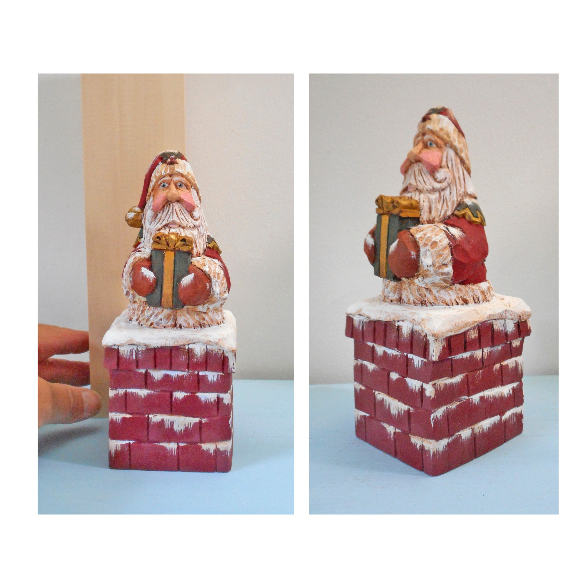 Chimney Santa Claus Woodcarving - Etsy