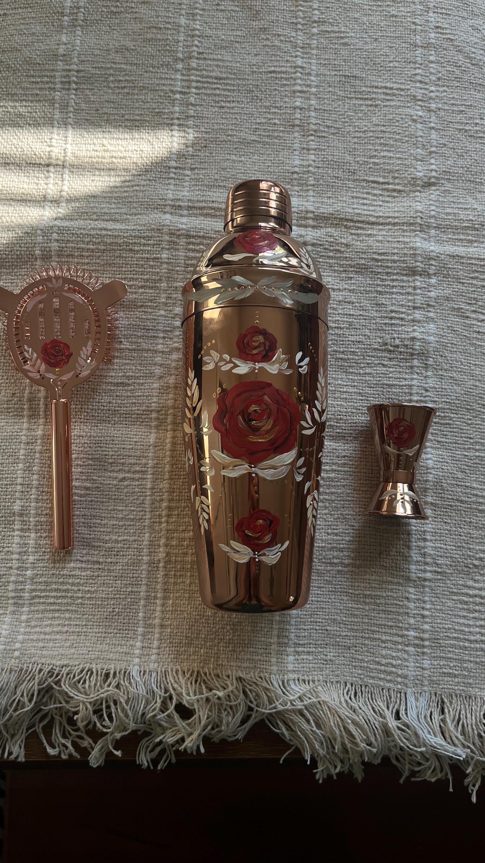 Hand-painted Rose Gold – Custom Shaker-only or Complete Cocktail Kit ...