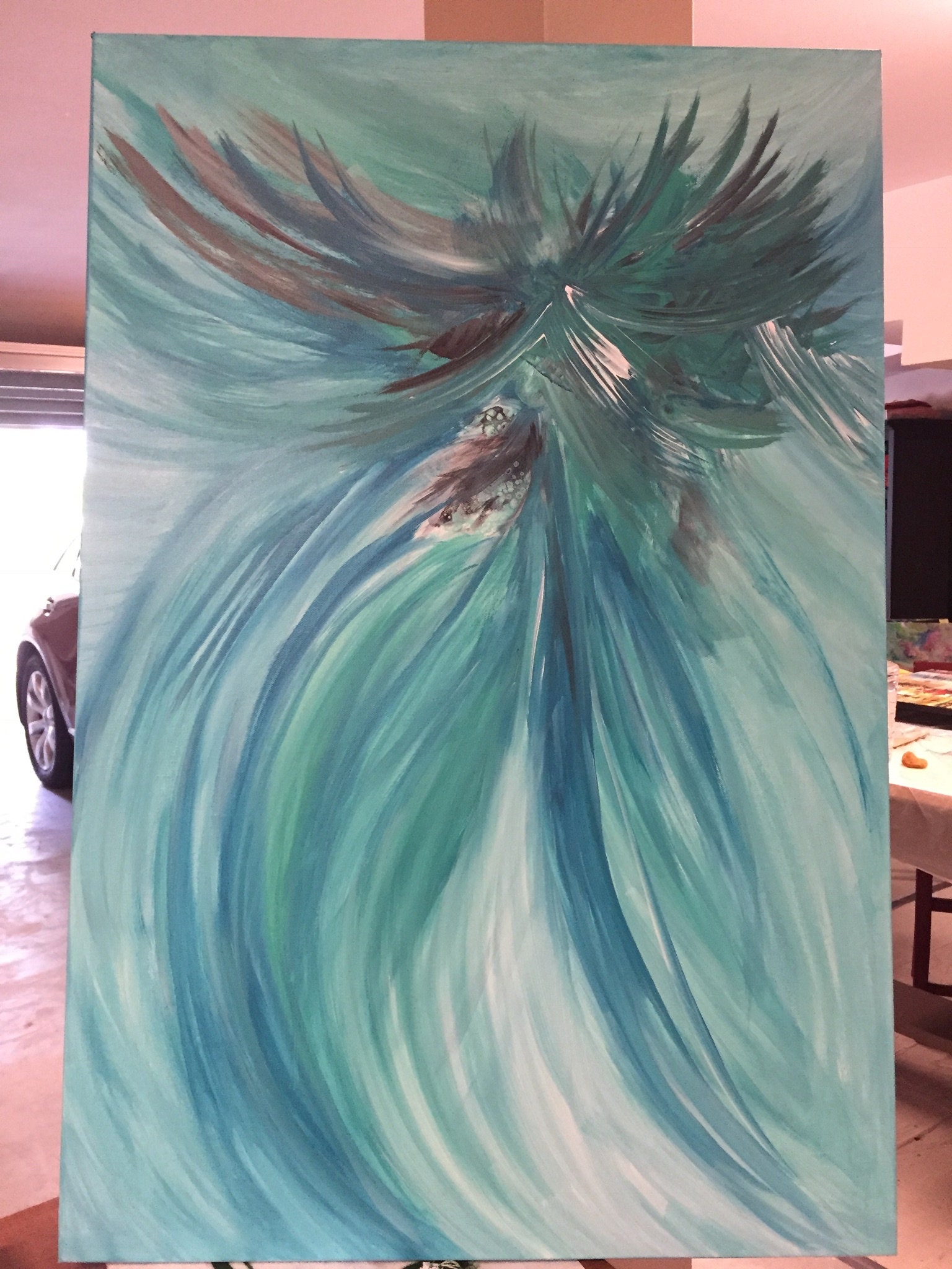 Blue Bromelia Original Acrylic Painting 36 X 24 - Etsy