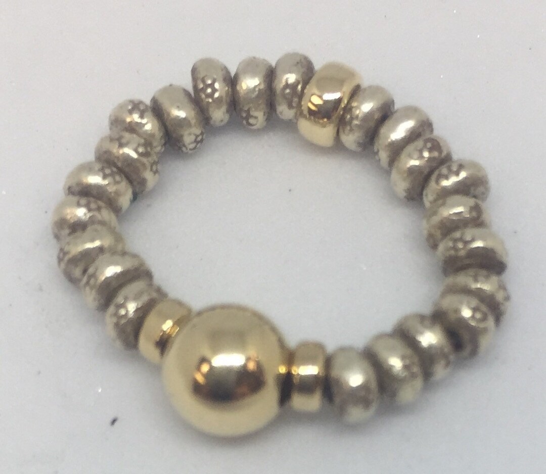Sterling Silver and 14k Gold Stretch Ring - Etsy