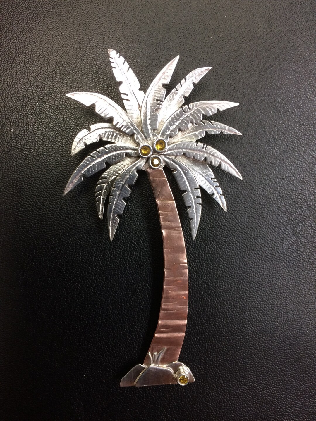 Palm Tree Pendant Necklace in Copper and Sterling Silver - Etsy