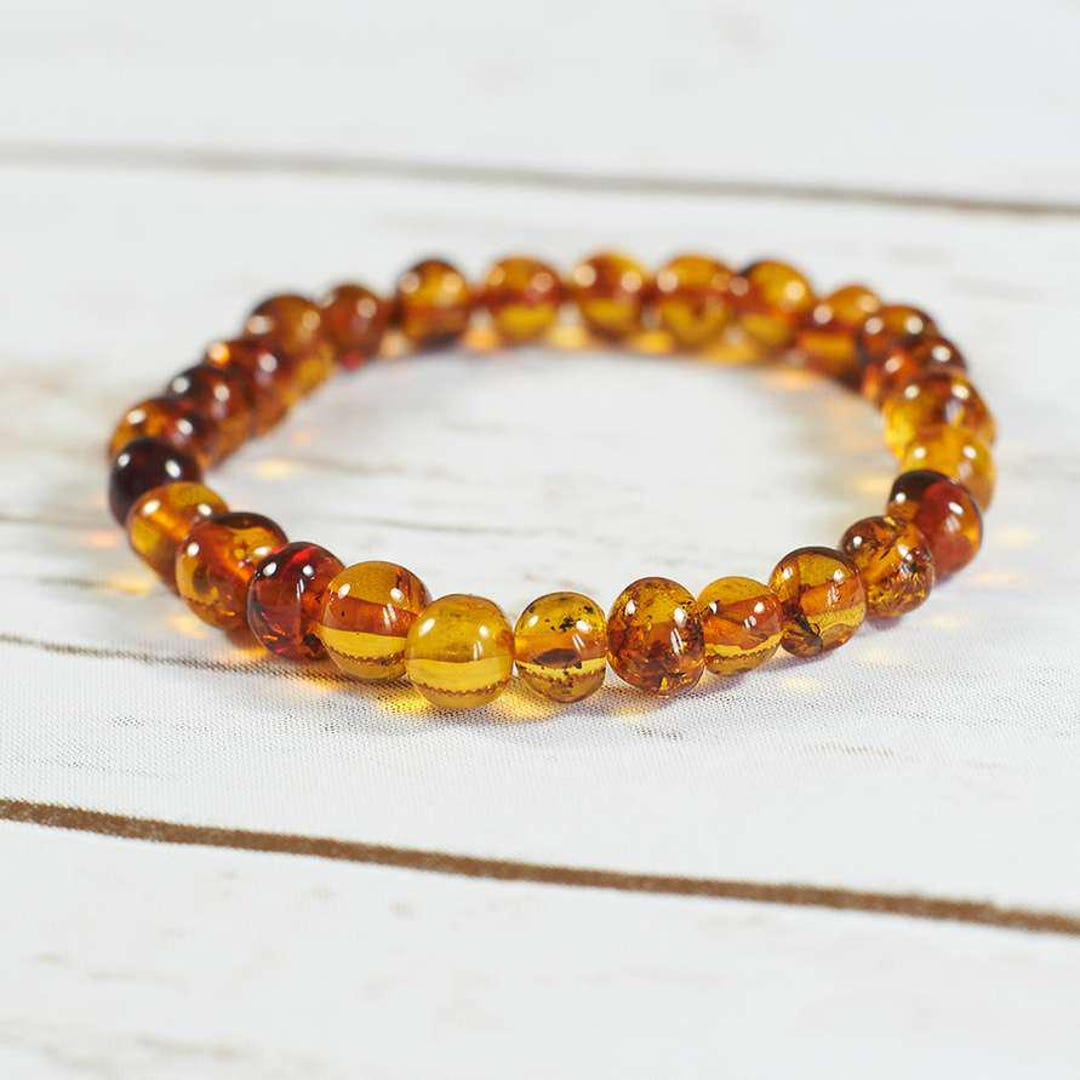Classic Baltic Amber Bracelet Natural Amber Beaded Bracelet Genuine ...