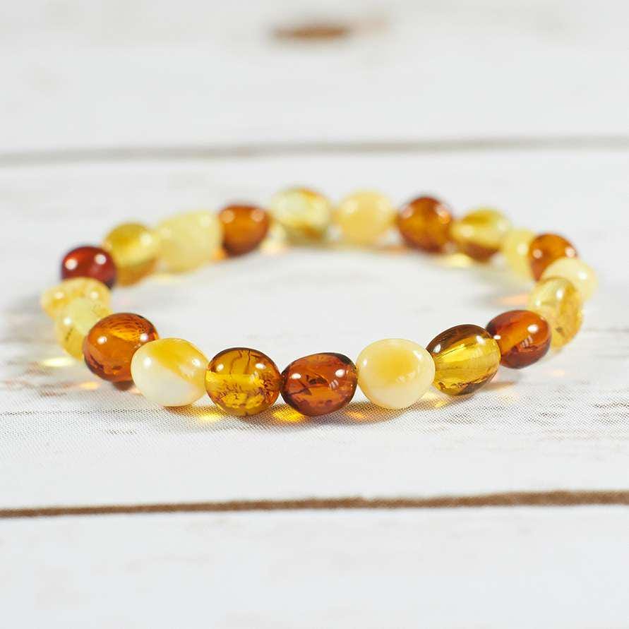 Baltic Amber Bracelet Natural Amber Beaded Bracelet Genuine Amber Beads Bracelet Multicolour ...