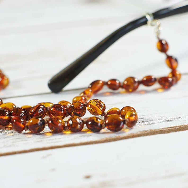 Baltic Amber Eyeglasses Cord, Genuine Amber Beads Sunglasses Chain ...