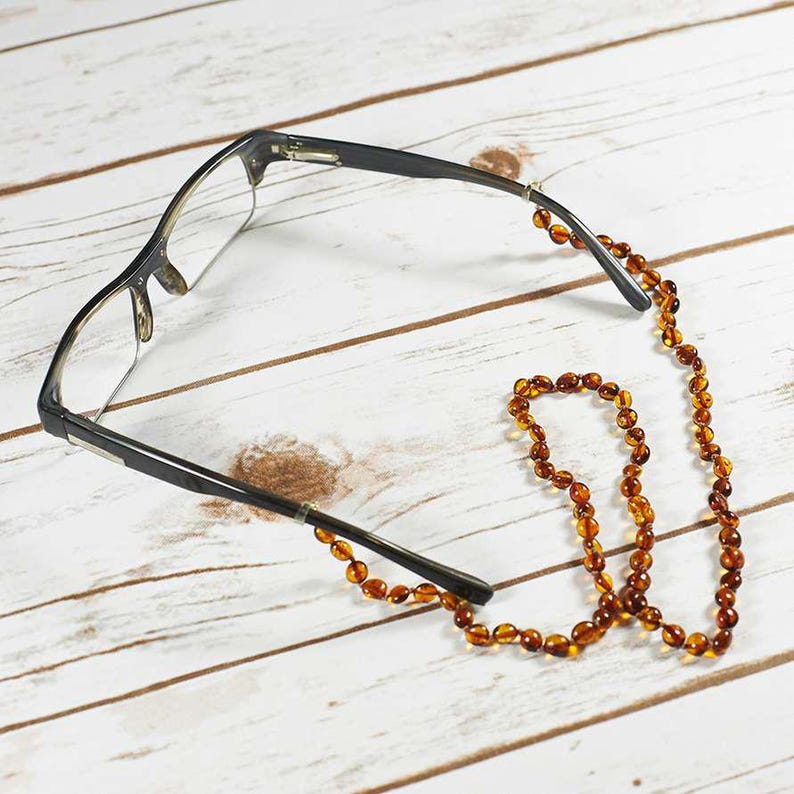 Baltic Amber Eyeglasses Cord, Genuine Amber Beads Sunglasses Chain ...