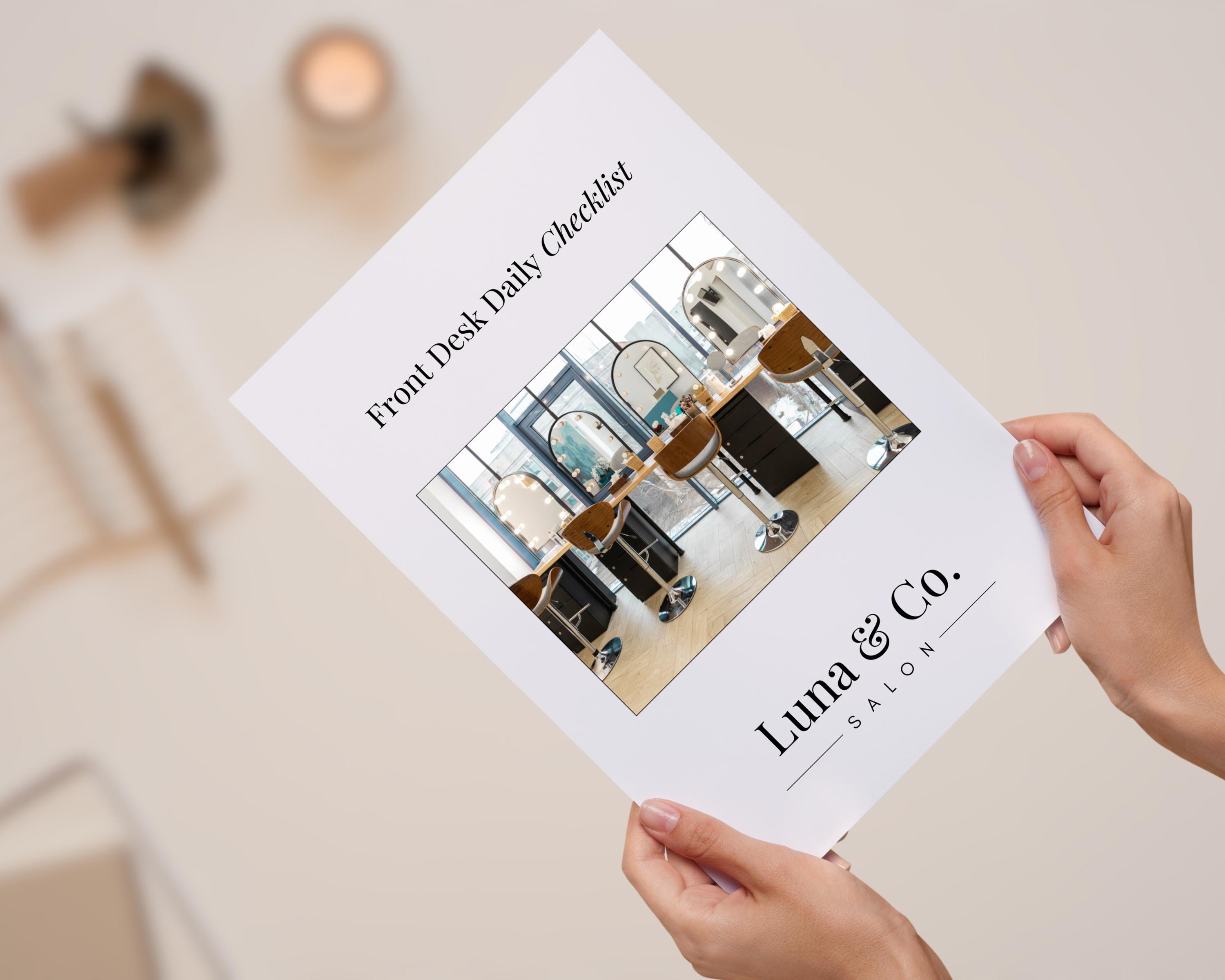 Salon Front Desk Checklist Template: Editable Receptionist Duties ...