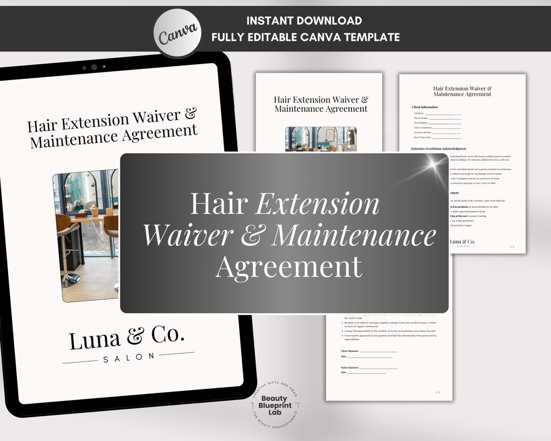 Hair Extension Waiver Template: Salon Client Consent Form (canva ...