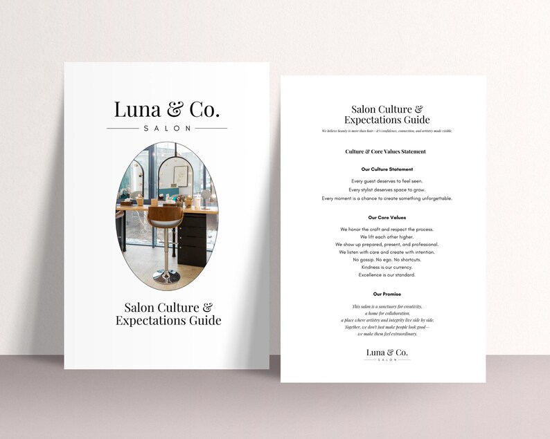 Editable Salon Team Standards Core Values Template | Employee Handbook ...