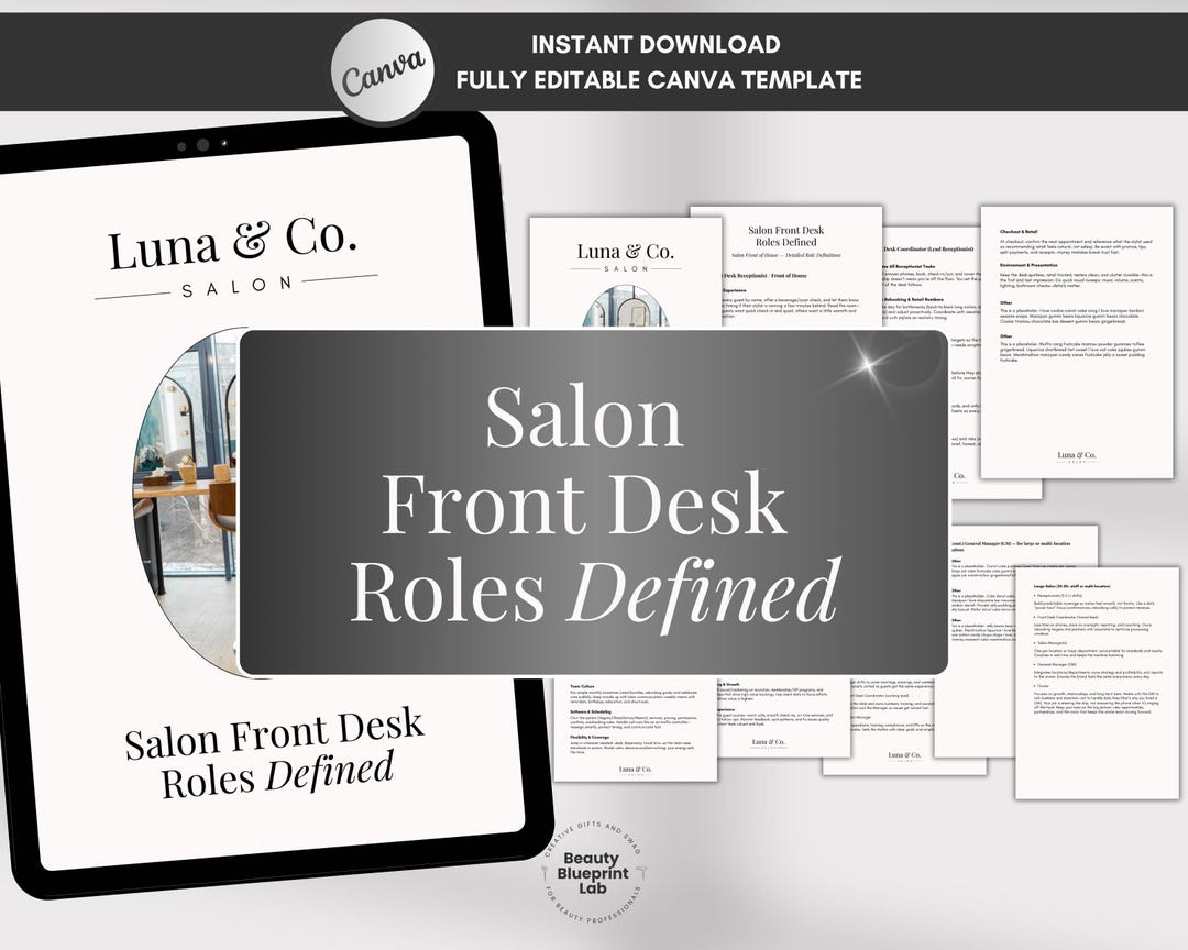 Salon Front Desk Job Description Template: Editable Canva Document ...