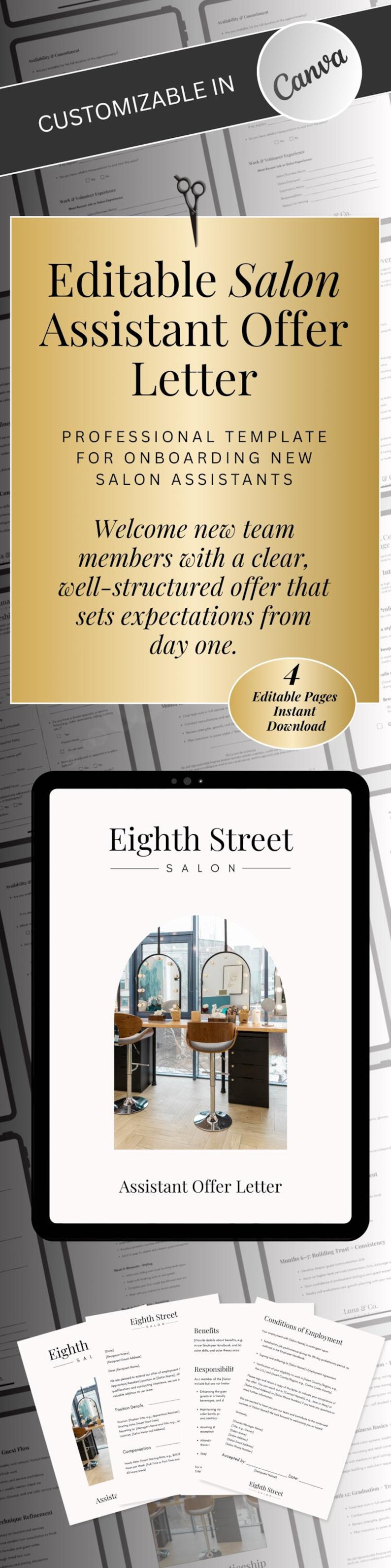 Editable Salon Assistant Offer Letter Template: New Hire Onboarding ...