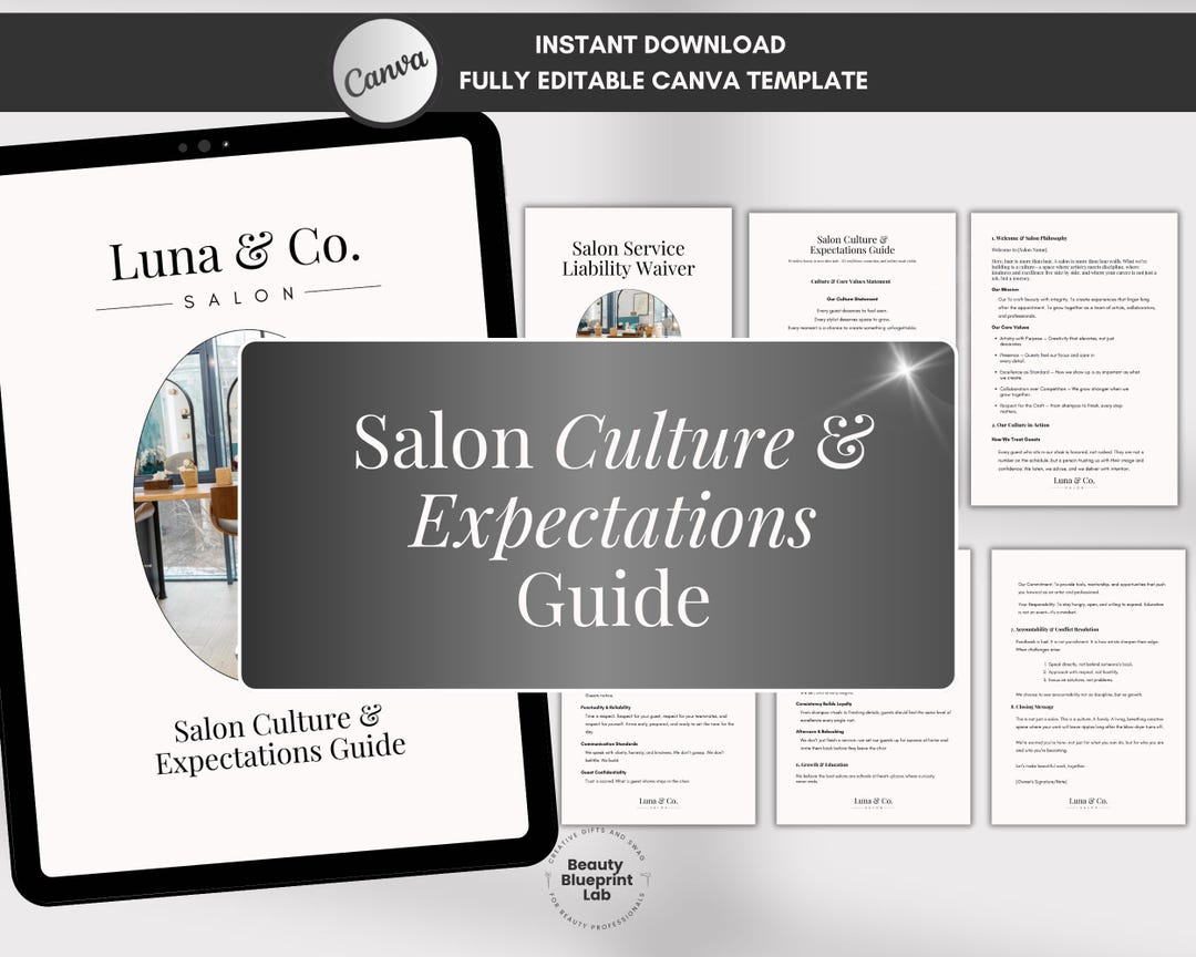 Editable Salon Team Standards Core Values Template | Employee Handbook ...
