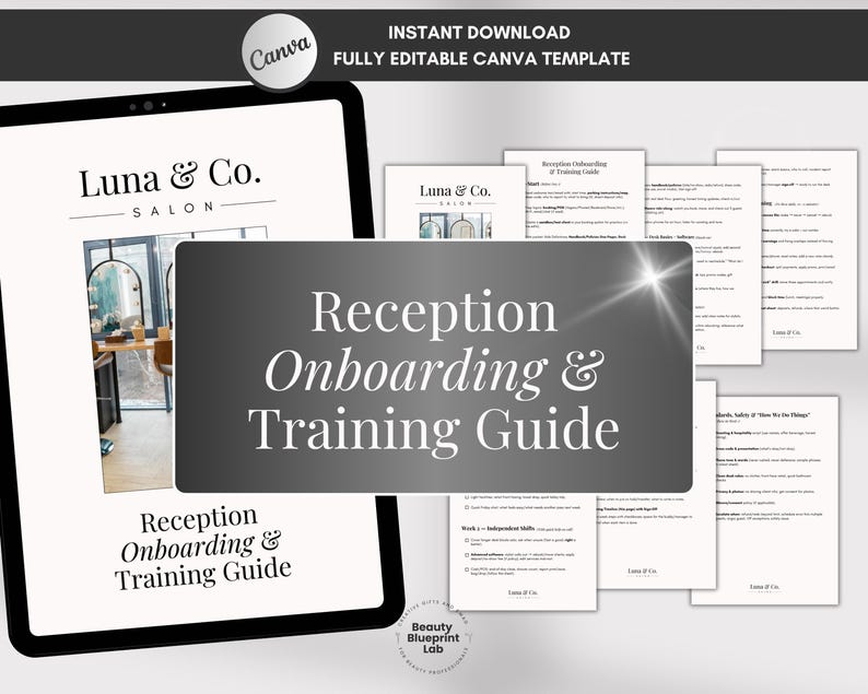 Salon Receptionist Training Guide: Editable Canva Template (digital ...
