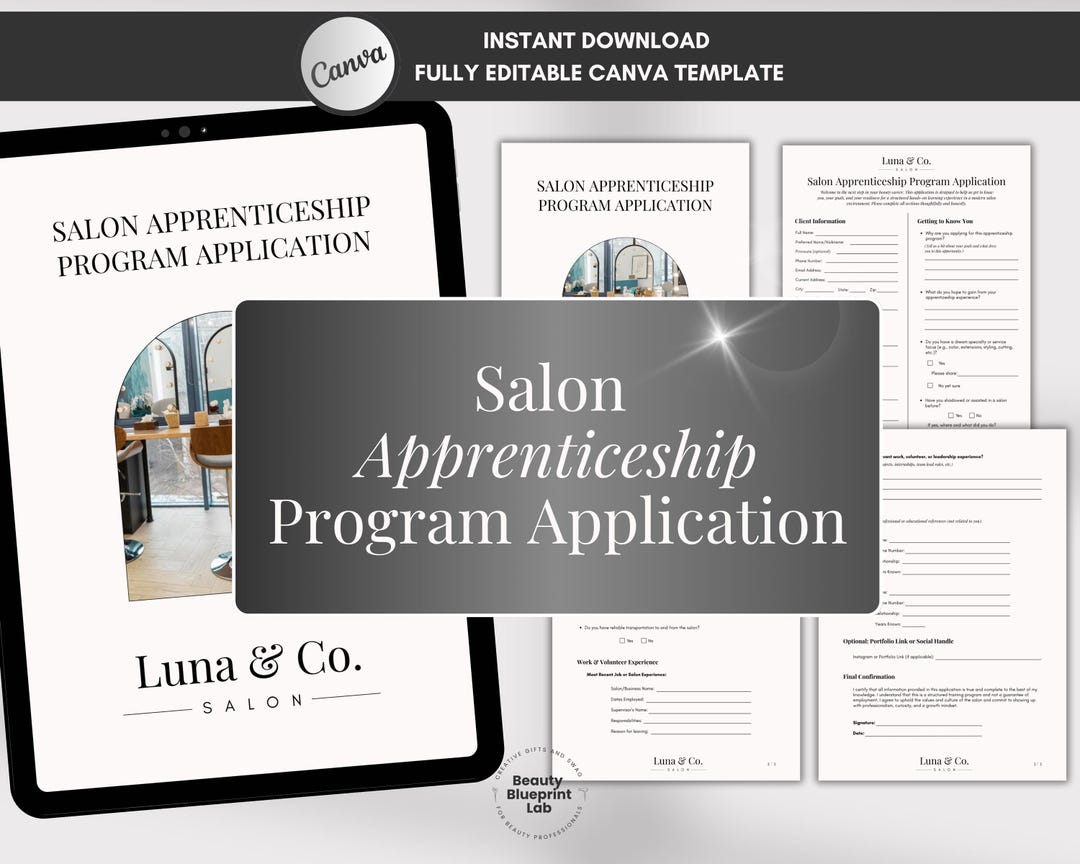 Salon Apprenticeship Application Template: Editable Training Program ...