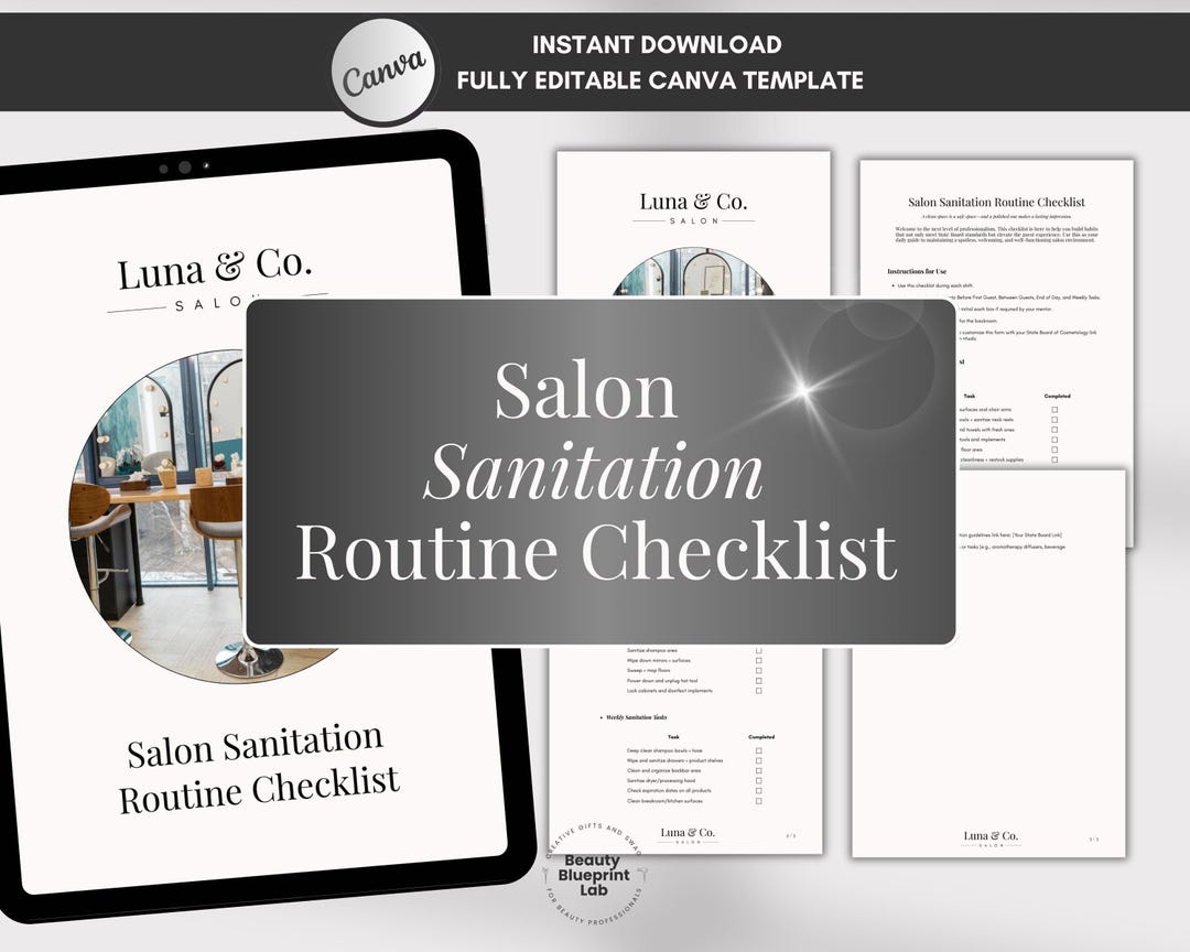 Salon Checklist Template Digital Download Cleaning Routine Printable ...