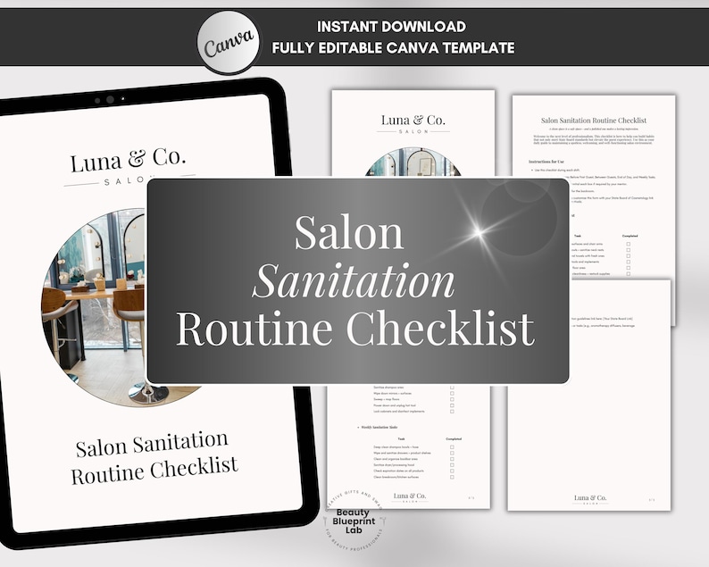 Salon Checklist Template Digital Download Cleaning Routine Printable ...