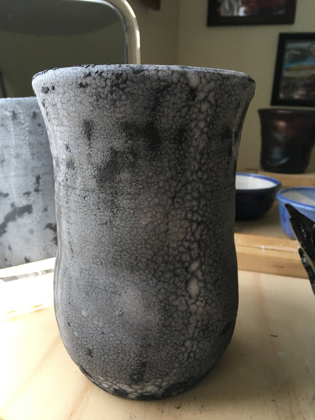 Black and White Raku Vase - Etsy
