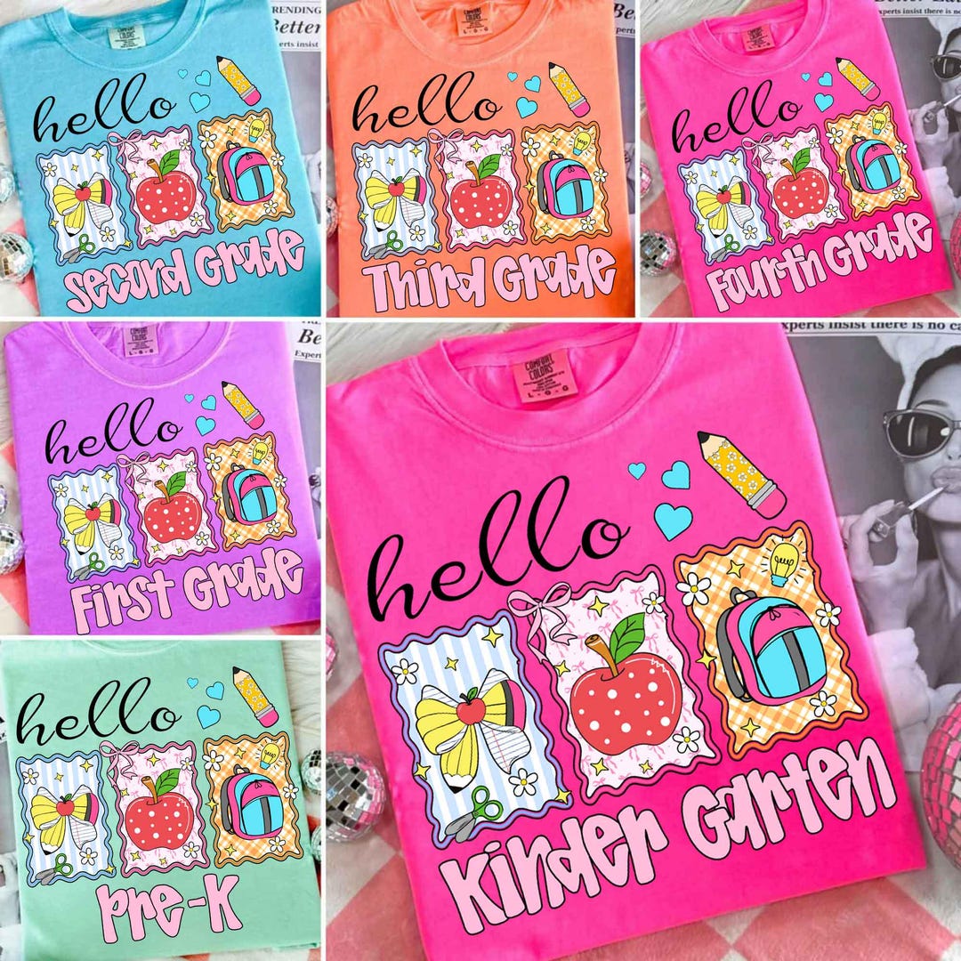 Preppy Back to School PNG Bundle Hello Kindergarten Pre-k 1st 2d 3d 4th ...
