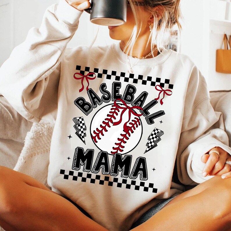 Retro Baseball Mama Png Checkered, Baseball Mama Png, Baseball Coquette ...