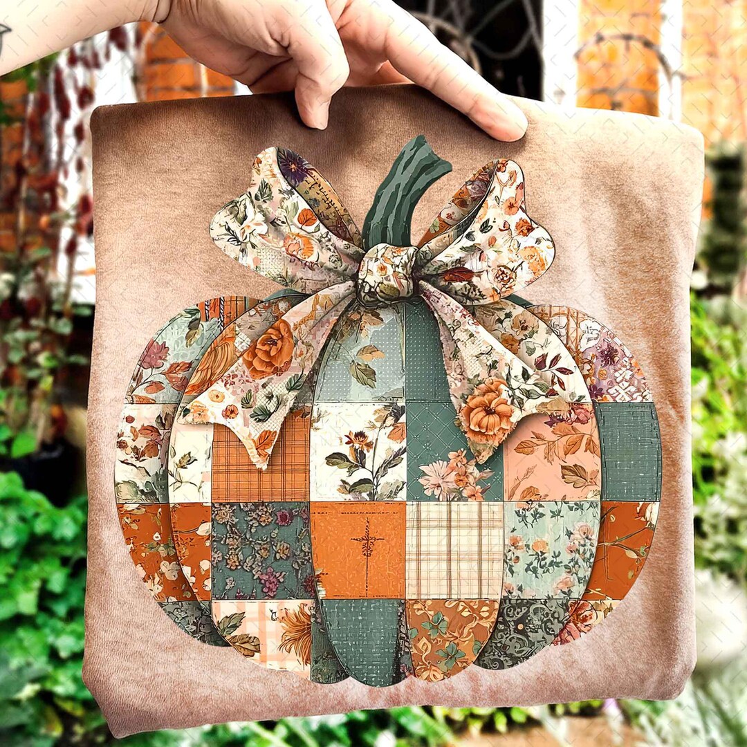 Preppy Quilt Pattern Fall Pumpkin Png,pumpkin Lace Png,ditsy Floral ...