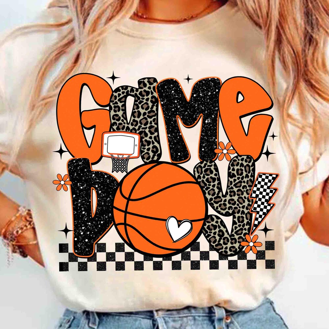 Preppy Neon Basketball Game Day Png, Go Team Png, Basketball Game Day ...