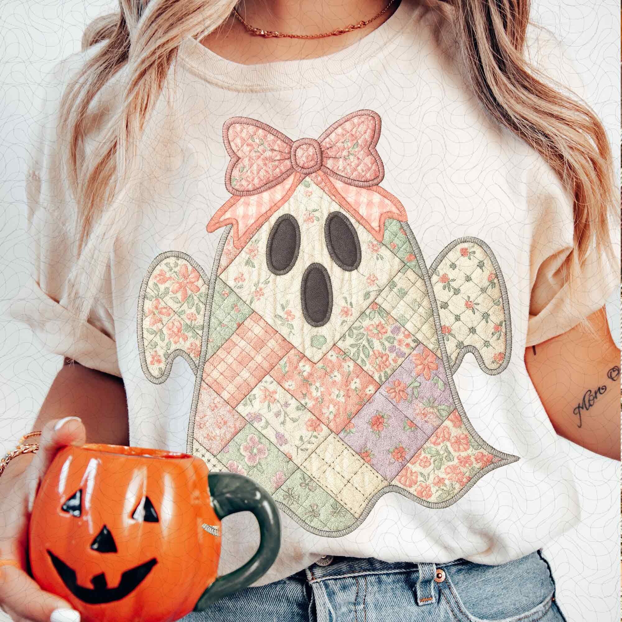 Patchwork Ghost Png, Preppy Pink Ghost Png, Ditsy Floral Halloween ...