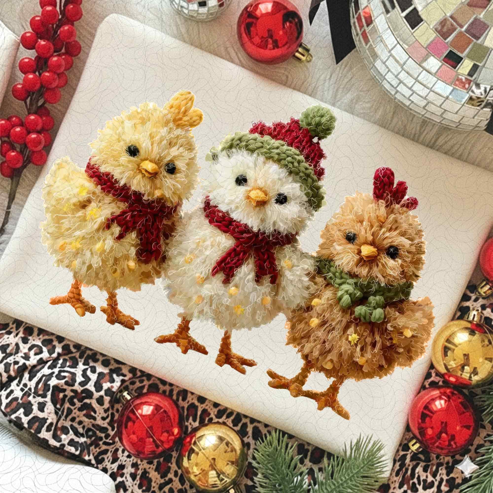 Latch Hook Yarn Crochet Christmas Chickens Design, Digital Download ...