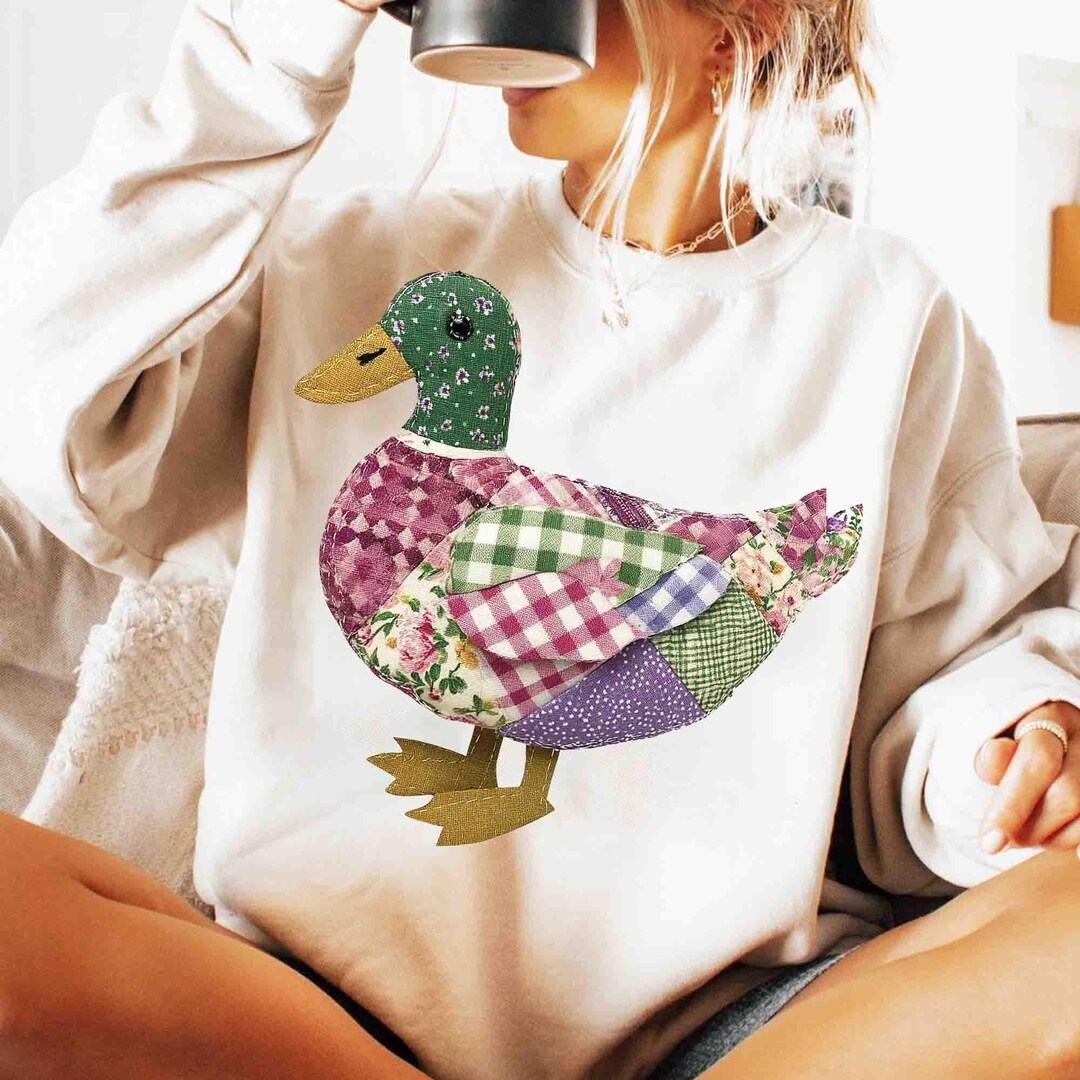 Quilted Mallard Duck Png, Grandma Core Patchwork Duck Png, 90s Inspired ...