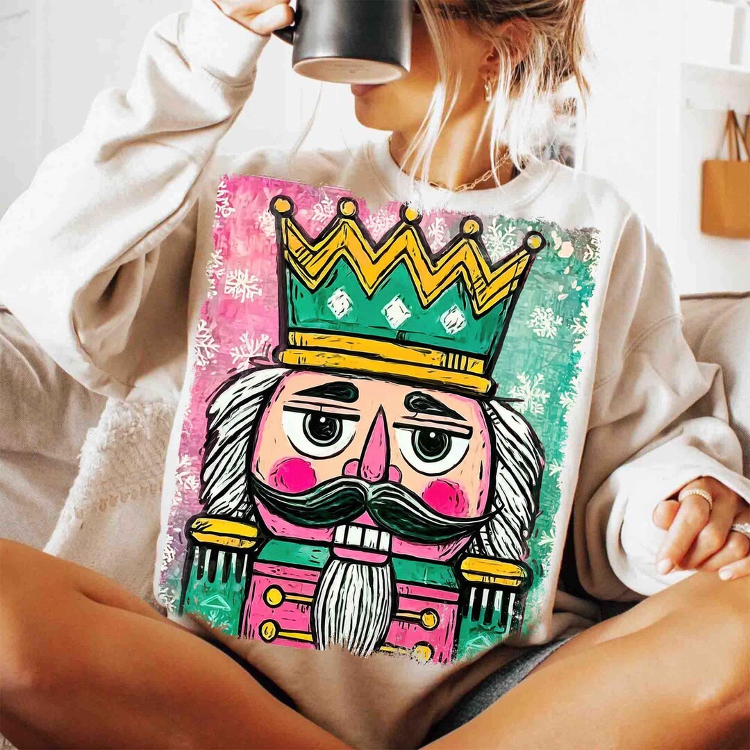 Preppy Watercolor Nutcracker Png, Glitter Santa Claus Design, Coquette ...