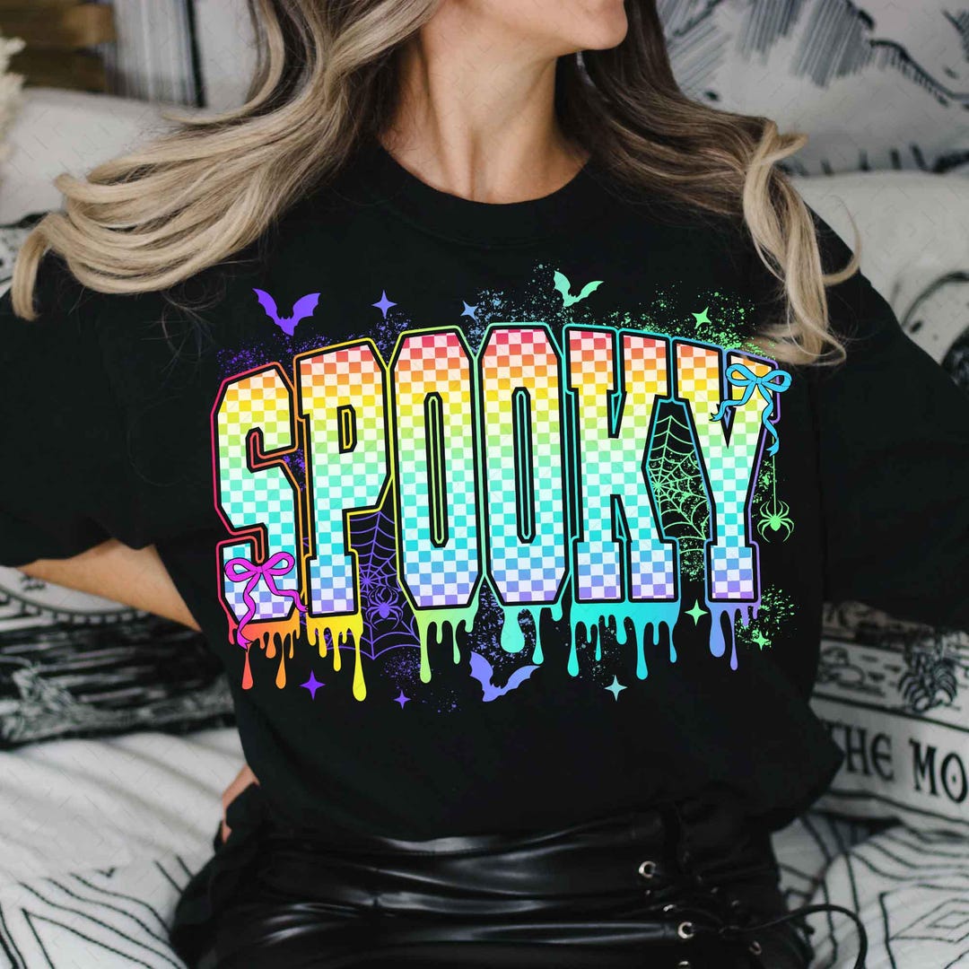 Checkered Halloween Drip PNG, Cute Boo Ghost Floral Coquette Png ...