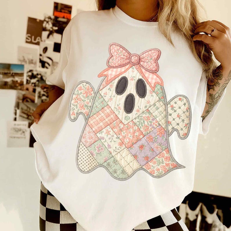 Patchwork Ghost Png, Preppy Pink Ghost Png, Ditsy Floral Halloween ...