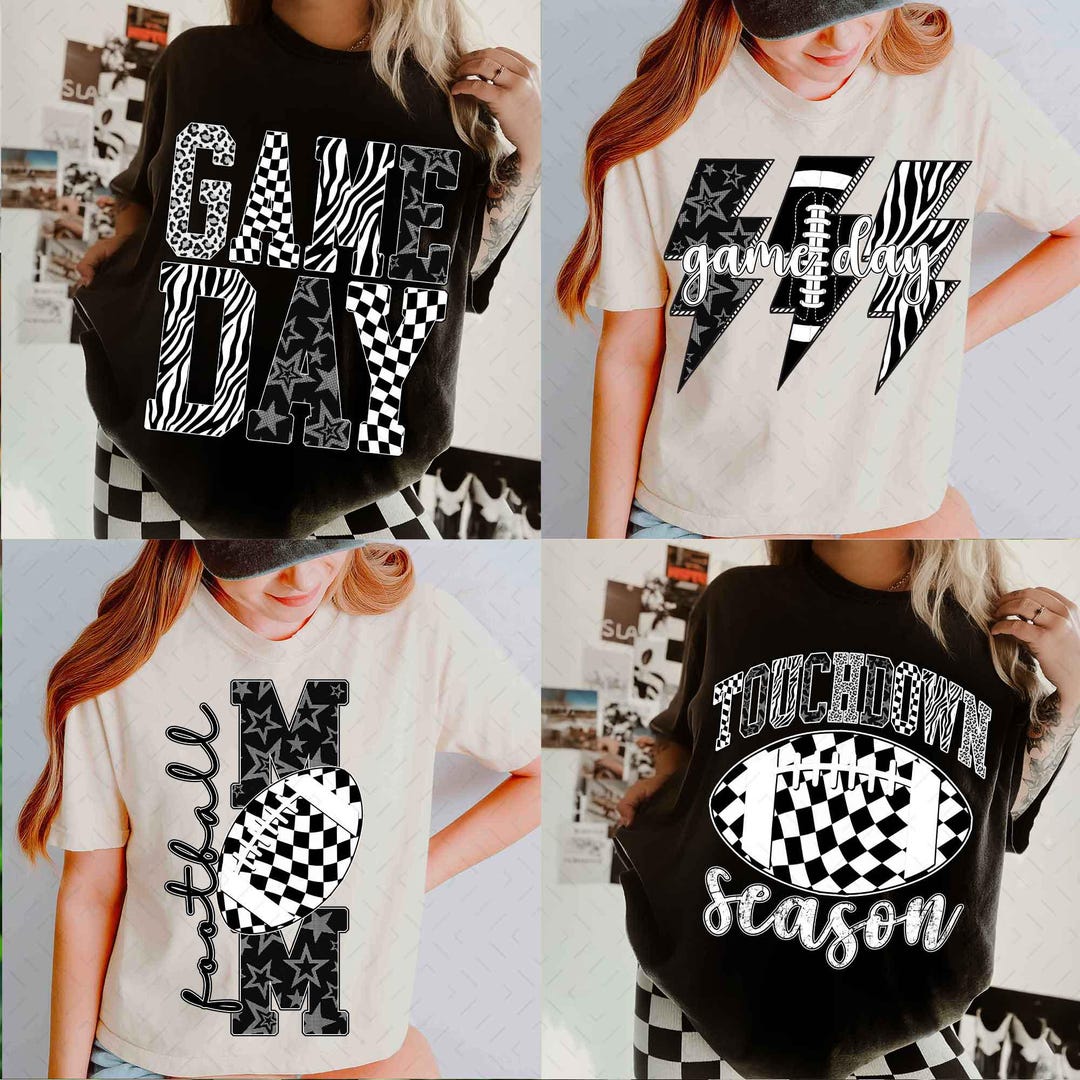 Football Checkered Bundle, Game Day Touchdown Mom Sublimation Set ...