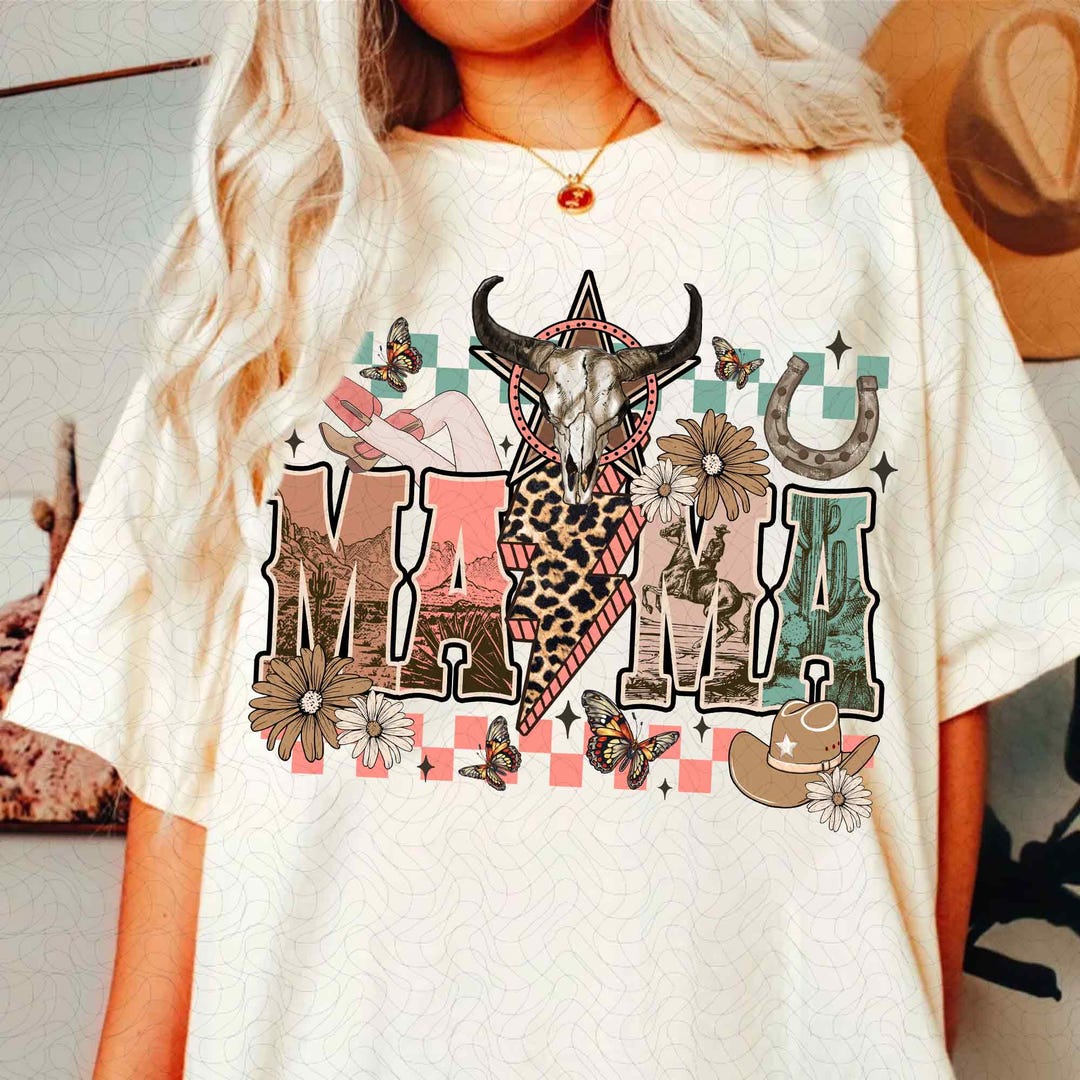 Checkered Howdy Mama PNG, Western Mama Png, Cowhide Mama Png, Western ...