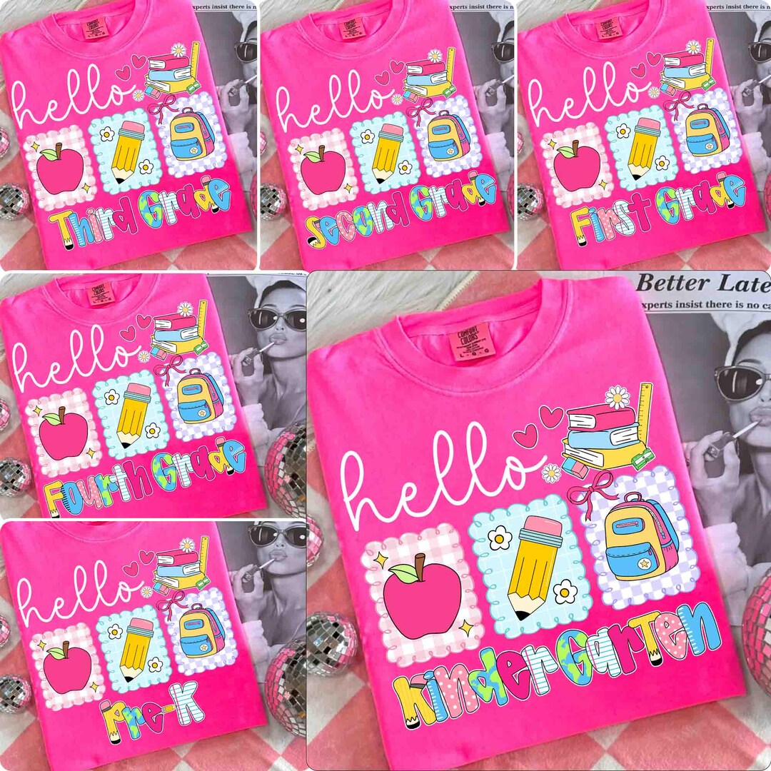 Preppy Back to School PNG Bundle, Hello Kindergarten Pre-k 1st 2d 3d ...