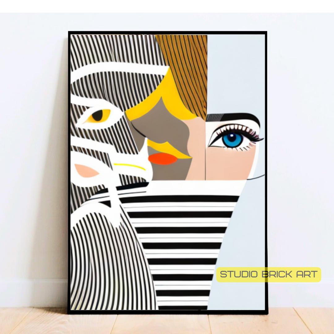 Abstract Face Art Colourful Aesthetic Poster - Strong Imagination (A3 ...