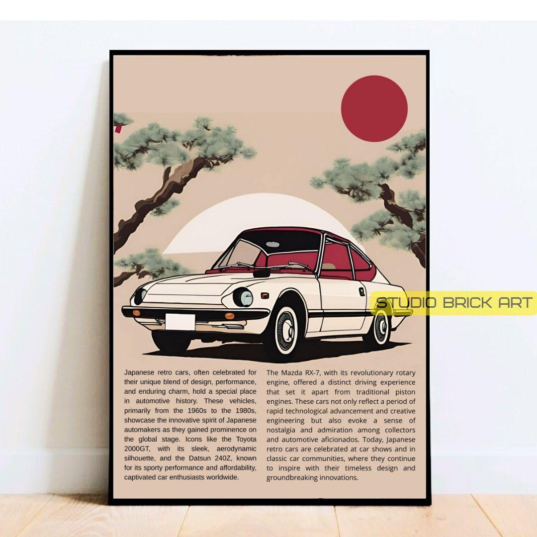 Japanese Retro Car Colourful Poster | Wall Art | Vintage Retro Car ...