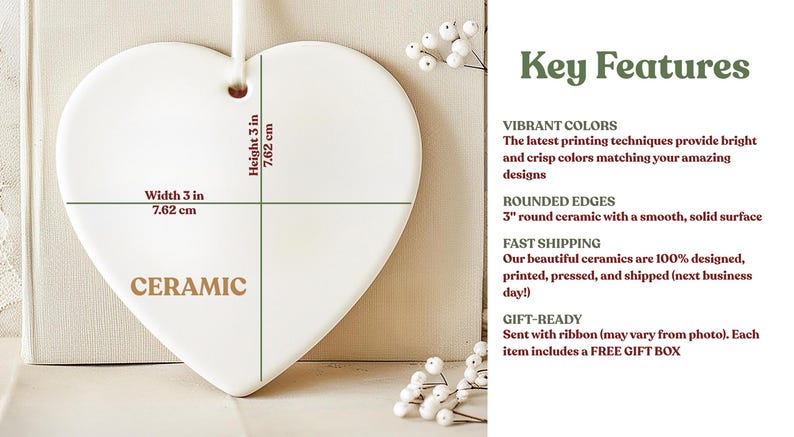 White Ceramic Heart Ornament Difference Maker Definition Custom Name - Etsy