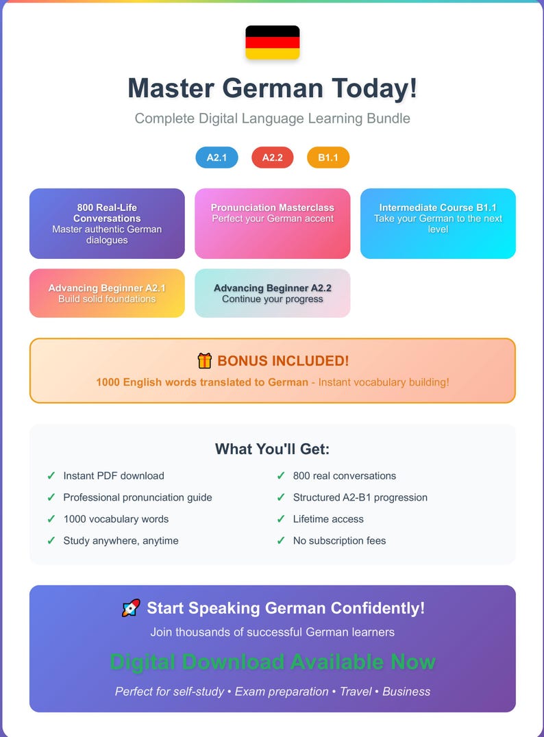 German Language Learning Bundle | 800 Conversations + Pronunciation ...