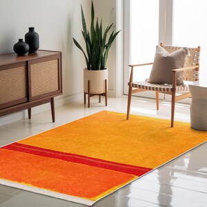 Golden Hued Abstract Area Rug-red Banded Geometric Accent Carpet-autumn ...