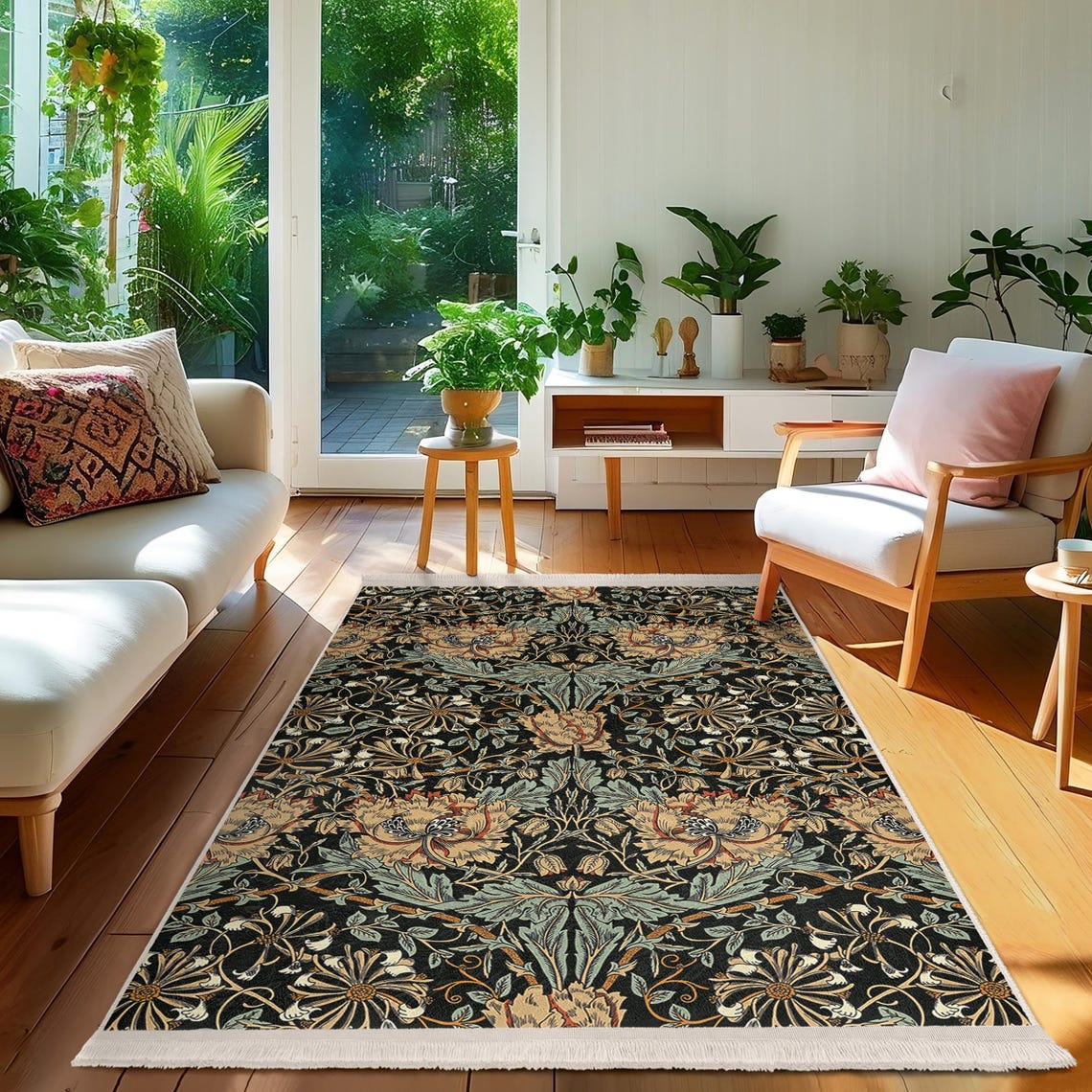Honeysuckle William Morris Area Rug-vintage Botanical Motif Mat ...