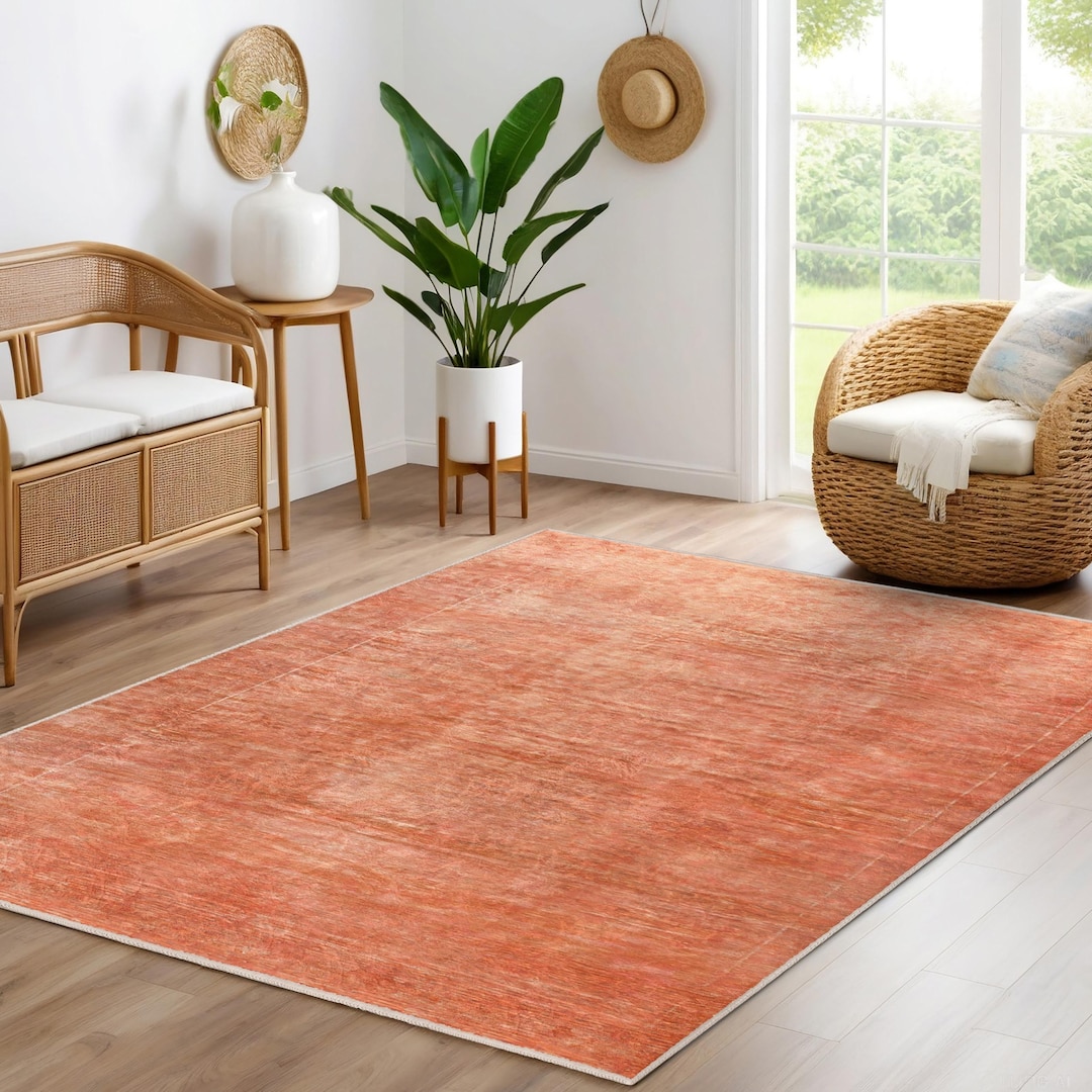 Rustic Terra Area Rug-burnished Orange Sheen Mat-earthy Serene Accent ...