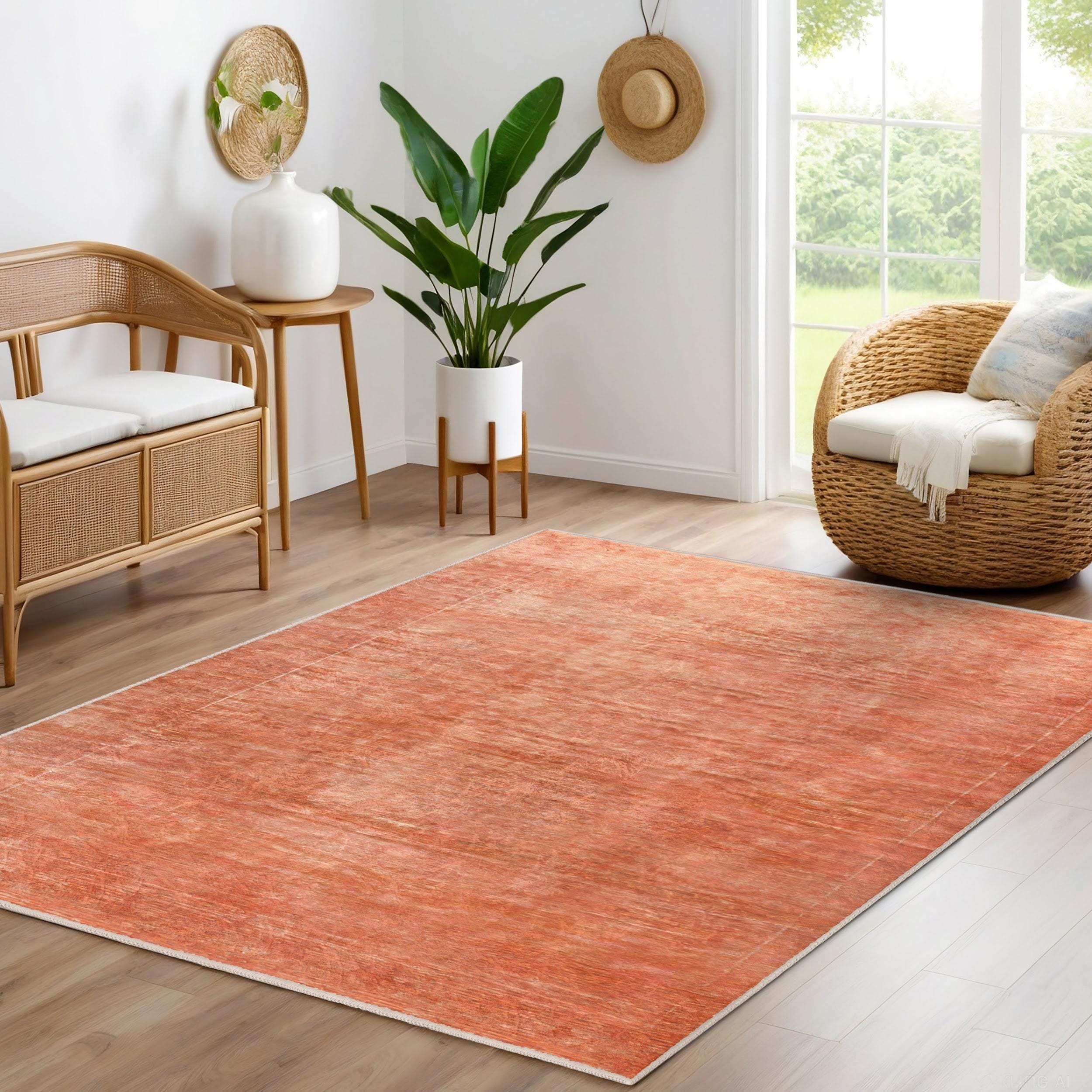 Rustic Terra Area Rug-burnished Orange Sheen Mat-earthy Serene Accent ...