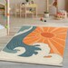 Sunshine Wave Design Kids Room Rug-orange Sunburst Ocean Nursery Carpet ...