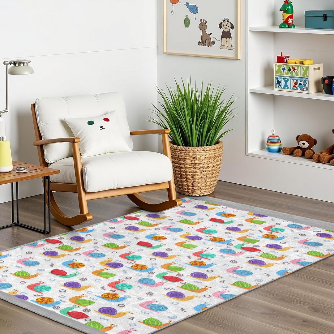 Colorful Snail Design Kids Room Rug-snail Shells Pattern Nursery Carpet ...