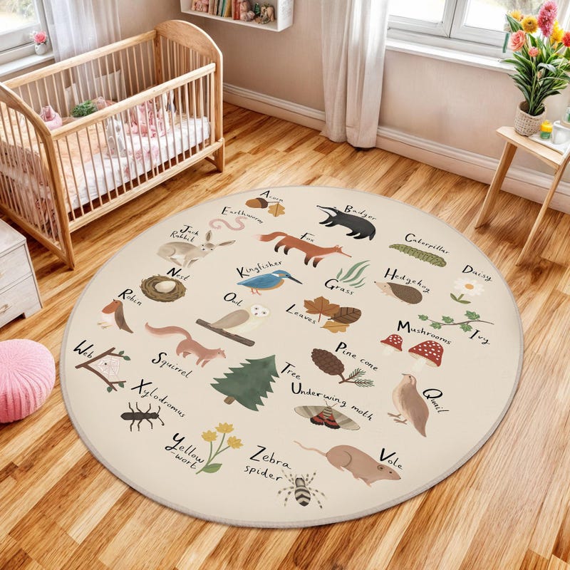 Round Nursery Rugs Animals - Etsy