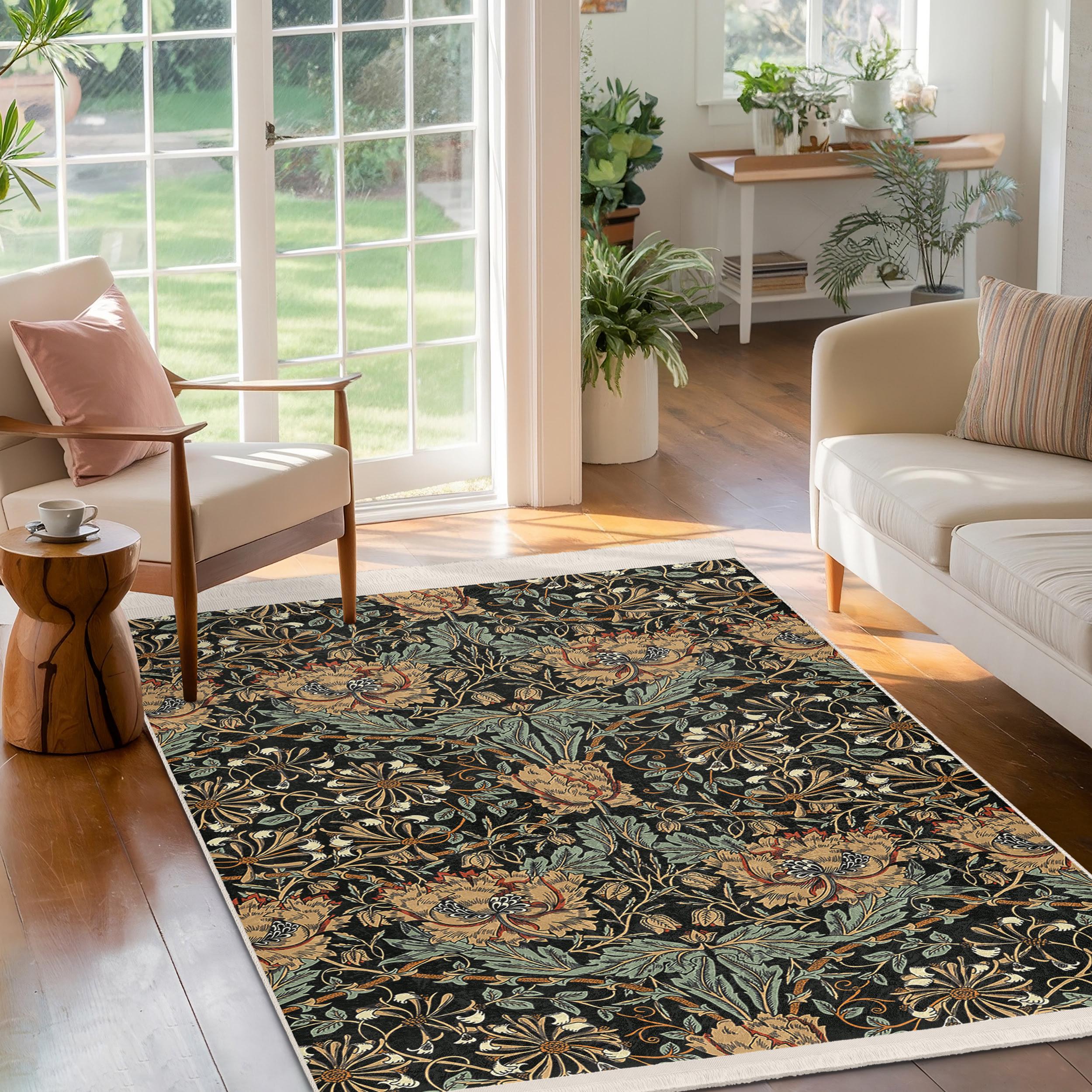 Honeysuckle William Morris Area Rug-vintage Botanical Motif Mat ...