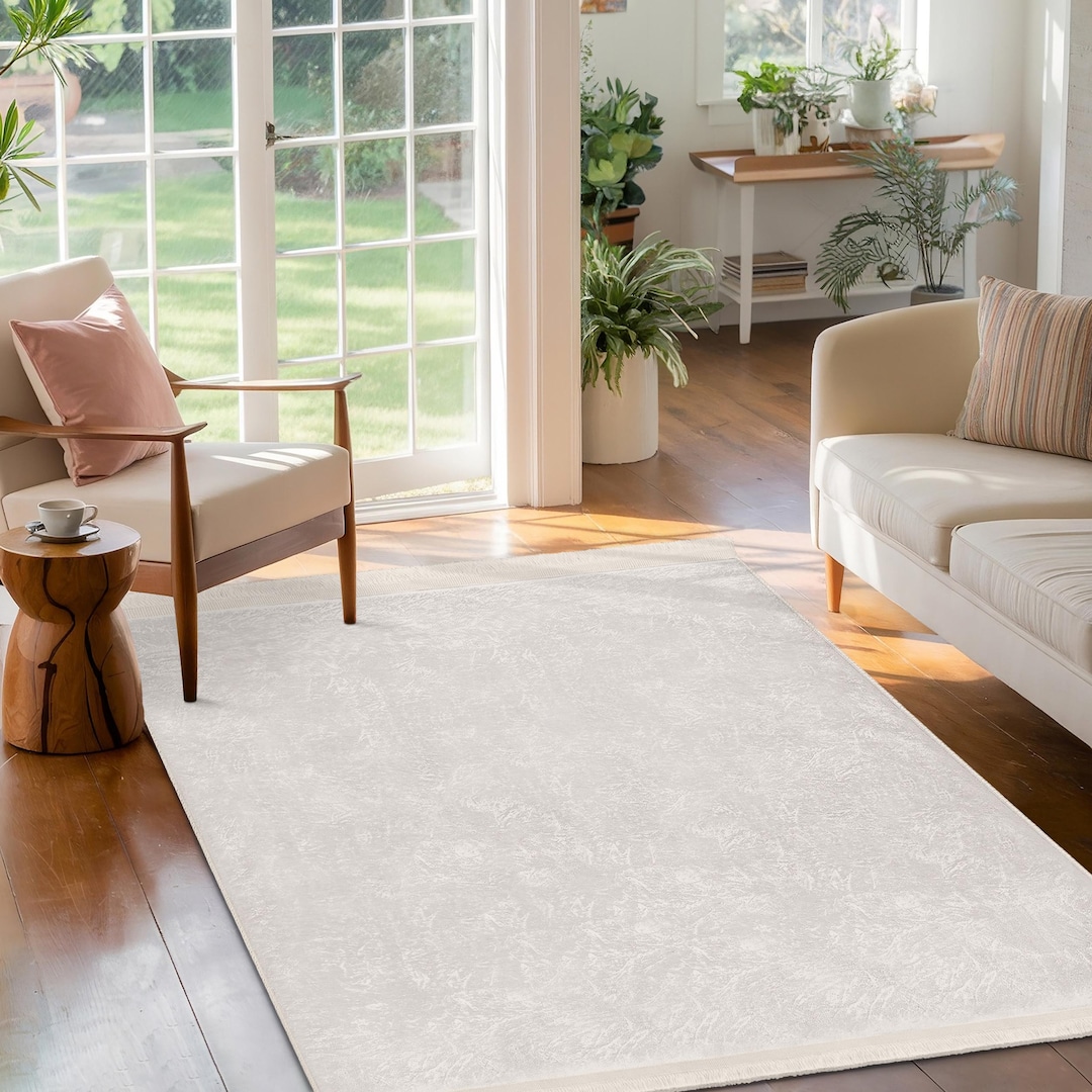 Cream Textured Modern Area Rug-grey Subtle Abstract Accent Carpet ...