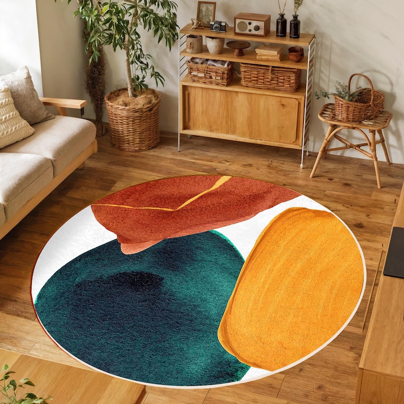 Color Block Teal Rug - Etsy