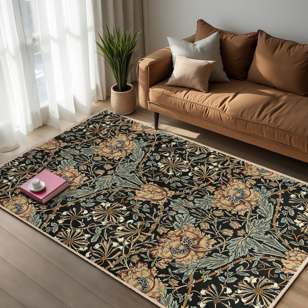 Honeysuckle William Morris Area Rug-vintage Botanical Motif Mat ...