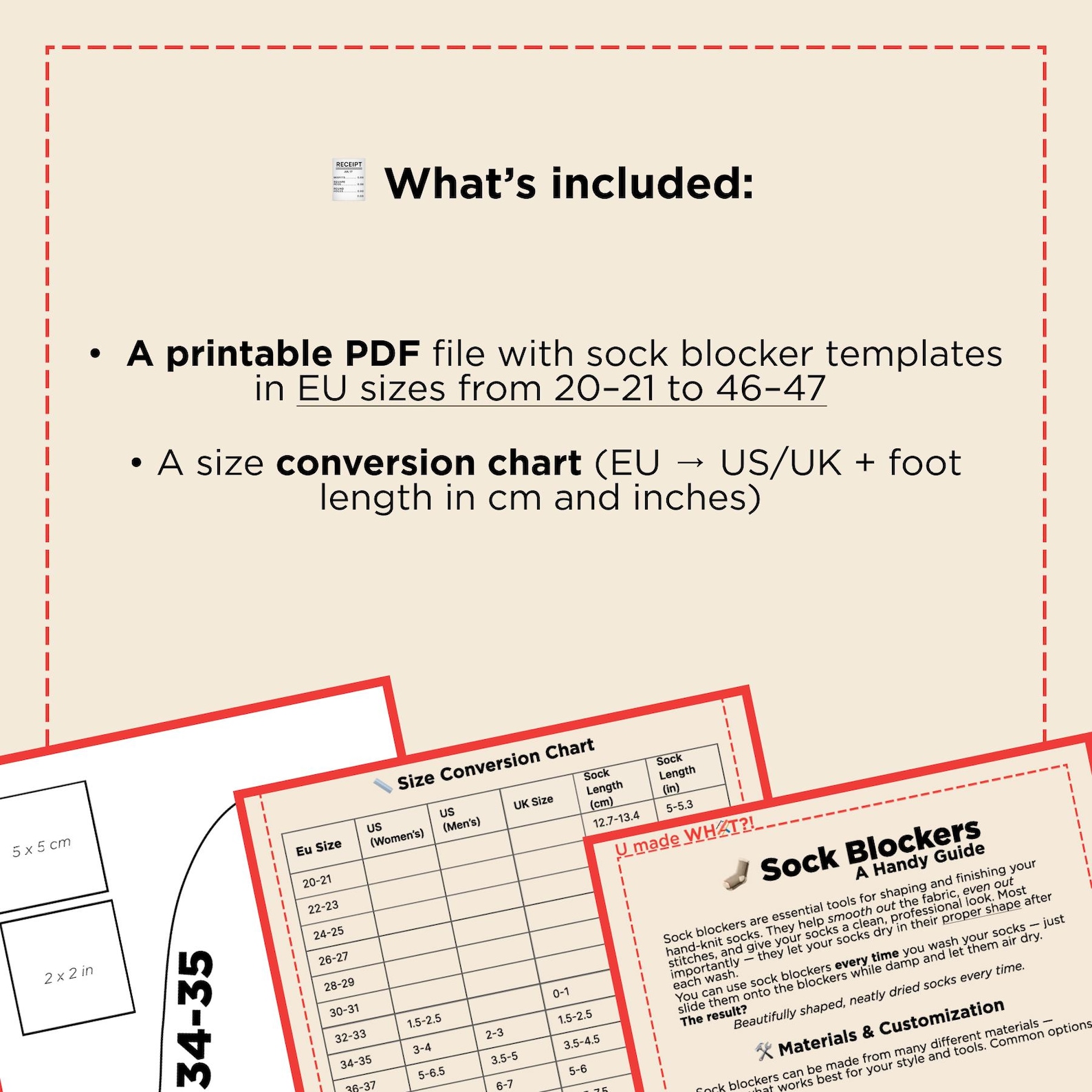 Sock Blocker Templates PDF Printable Sock Blocking Tool Knitting ...